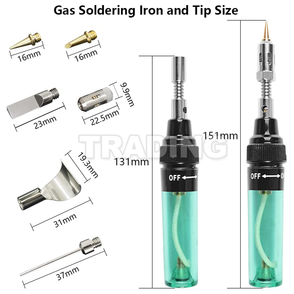 Portable Gas Soldering Iron Kit Butane Ignite Welding Torch Tool Case ...